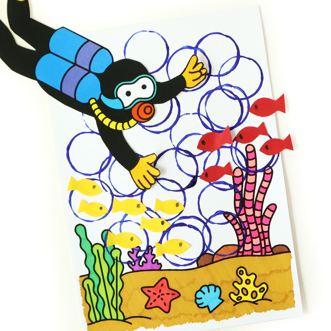 댓글 잠수부가 풍덩 🌊 휴지심 도장 찍기로 그림 그리기